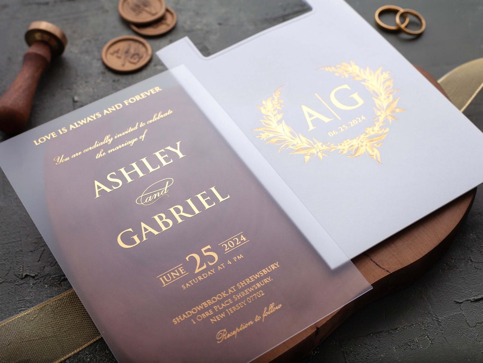 White Acrylic Wedding Invitation | White Sleeve Env – HalyaWedding